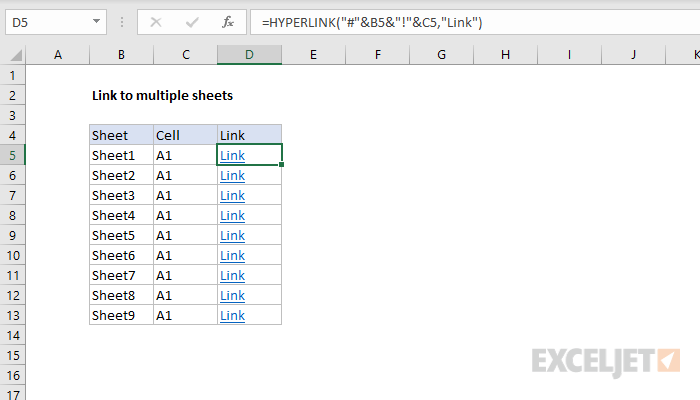 Link To Multiple Sheets Excel Formula Exceljet